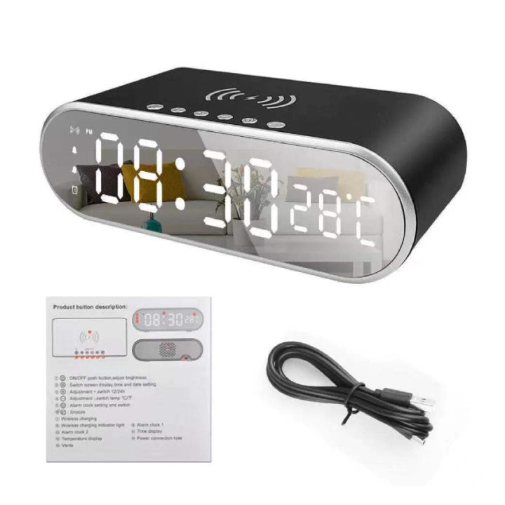 Digital Clock Wireless Charger 15W Intelligent Three In One Alarm Clock ...
