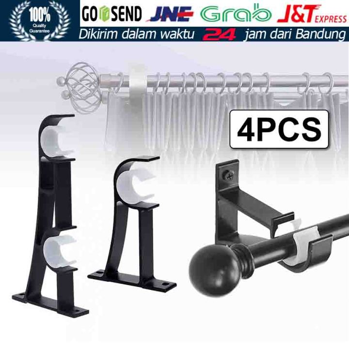 4Pcs Curtain Rod Bracket Tiang Gorden Bracket Hook Penyangga Tiang ...