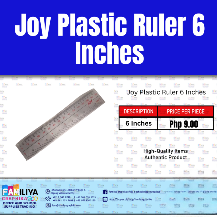 Joy Plastic Ruler 6 Inches | Lazada PH