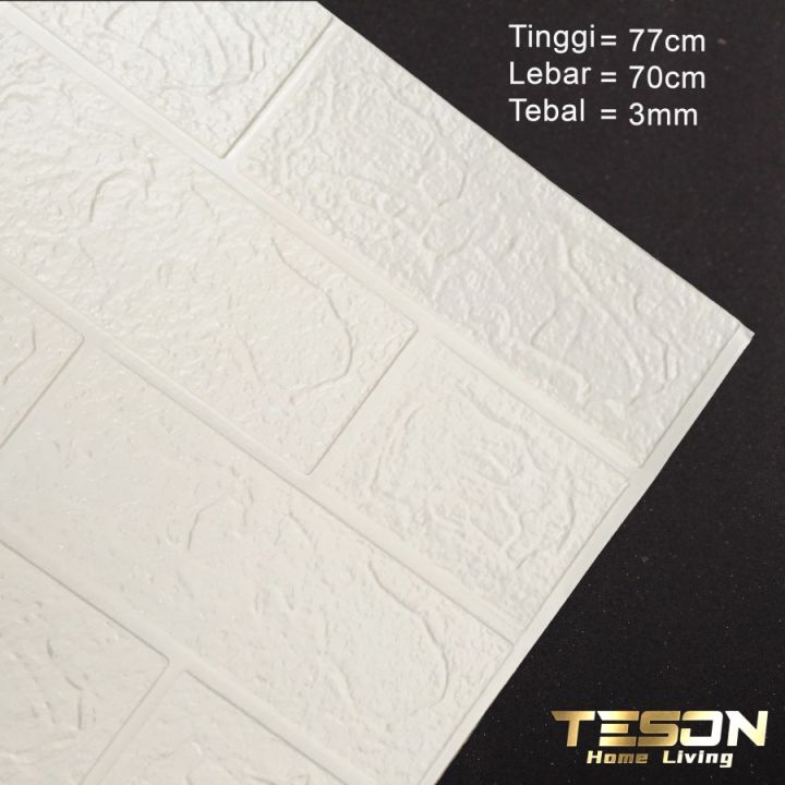 Wallpaper 3D Batu Bata Putih White Brick Foam Dinding Rumah 70 x 77 cm ...