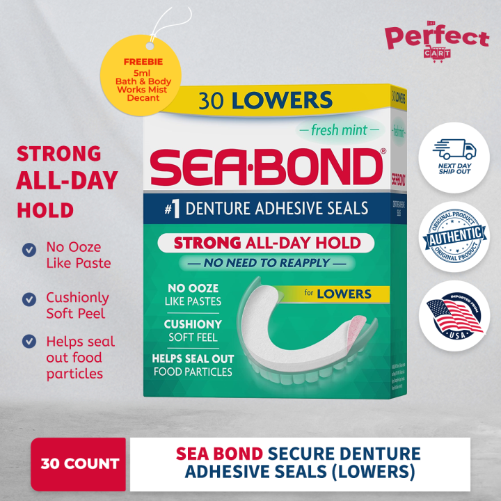 Sea Bond Secure Denture Adhesive Seals (30 LOWERS/30UPPERS) | Lazada PH