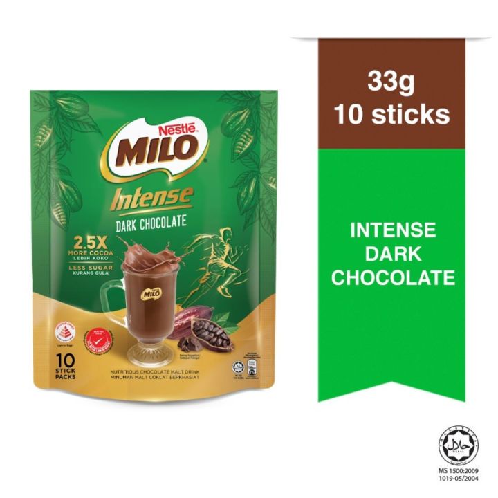 Nestle Milo Intense Dark Chocolate less sugar มี 10 ซองต่อแพ็ค น้ำหนัก ...
