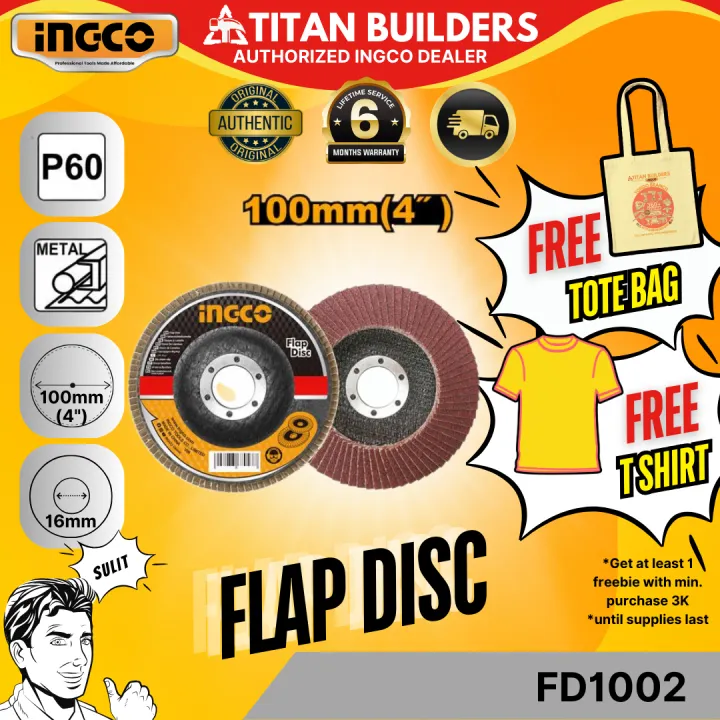 Ingco by Titan Flap Disc 100mm P60 - Durable Abrasive for Steel & Cast ...