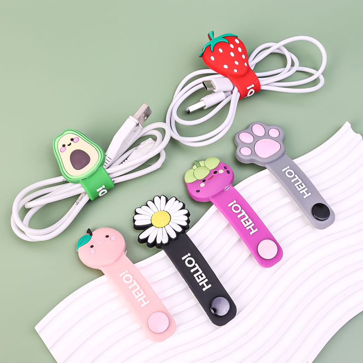 Creative Cartoon Fruit Cute Silicone Cable Winder Headphone Data Cable ...