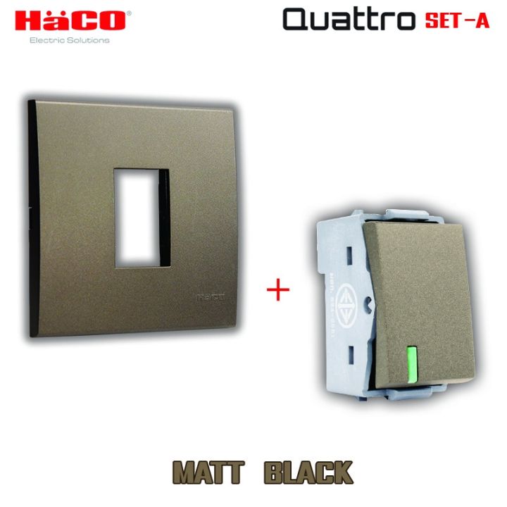 HACO ชุดหน้ากาก 1 ช่อง พร้อมสวิตช์ HACO รุ่น Quattro W1811 + W2711 | Lazada.co.th