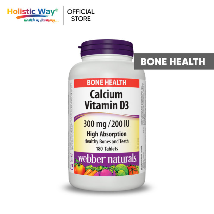 Webber Naturals Calcium Citrate with Vitamin D3 300mg/200IU – Supports ...