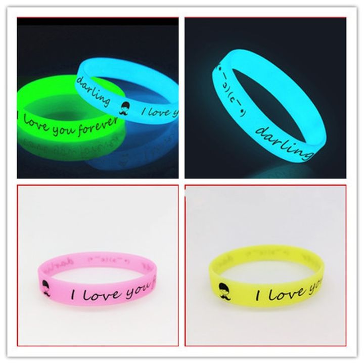 HZP Silicone Bracelets Rubber Sweat Band Luminous Wristbands Men Women ...