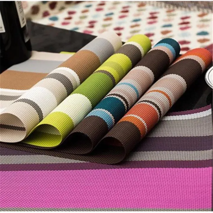 Premium Kitchen Table Mat PVC Placemat Color Stripes Bar Plate Mat ...