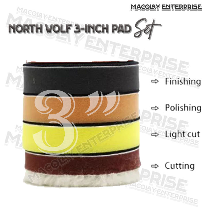 3" BUDGET PAD SET North Wolf Buffing Foam Pad, fits 3" polisher Macolay ...