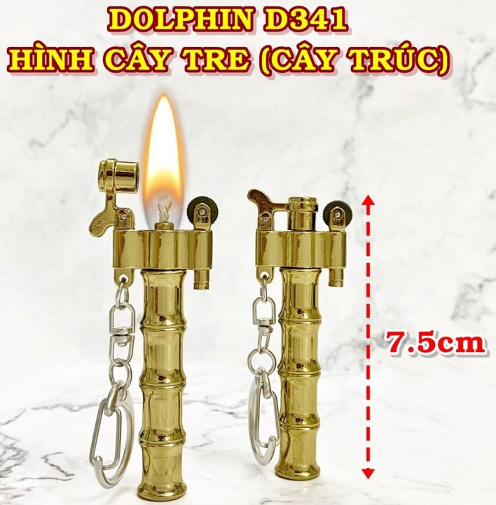 [ HCM NHANH ] BẬT LỬA QUẸT MÓC KHÓA DOLPHIN XÀI XĂNG ĐÁ CỔ HÌNH CÂY TRE ...