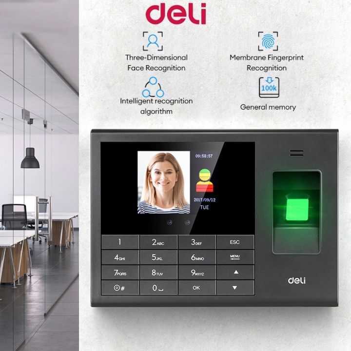 Deli Face Recognition Attendance 2.8'TFT Biometric Scanner Fingerprint ...