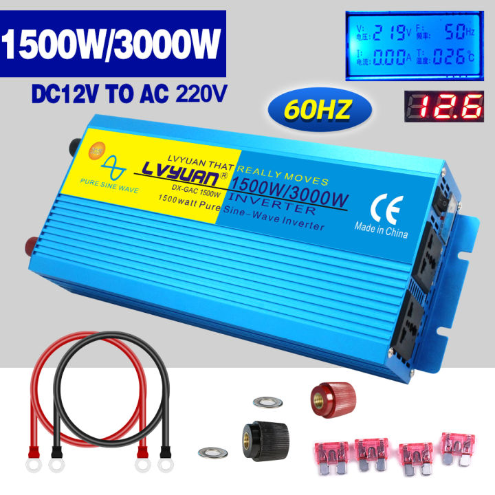 称：LED Digital Display 3000W Peak Power Inverter DC 12V 24V To AC 220V ...