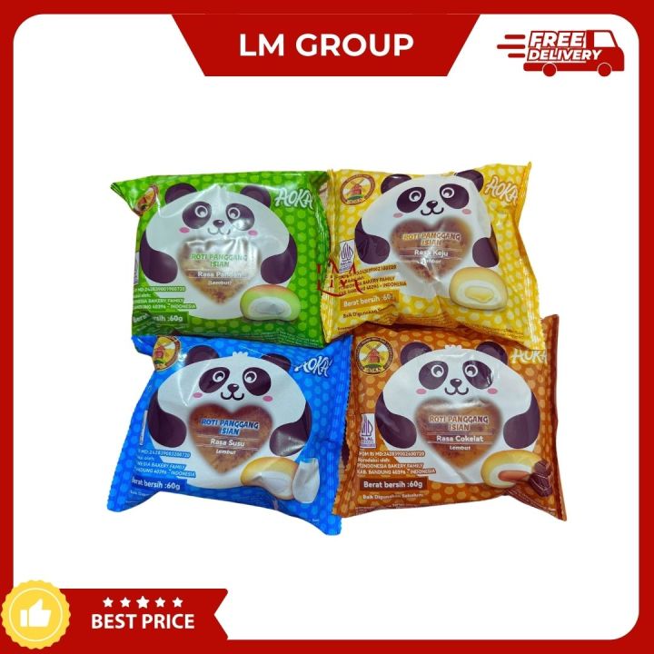 NEW! Aoka Panda Roti Panggang Rasa Pandan/Cokelat/Keju/Susu 60gr ...