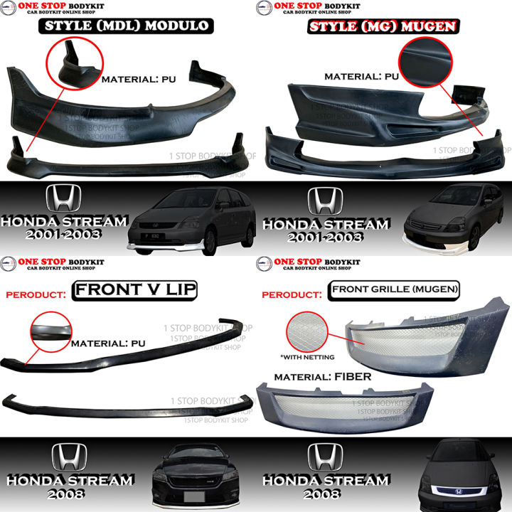 HONDA STREAM '01-'03 FRONT GRILLE WITH NETTING (MG)FIBER(FIBERGLASS ...