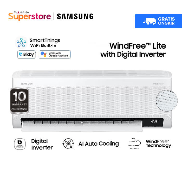 Samsung AC Split Dinding Inverter Korea WindFree Lite R32 1 1/2 PK ...