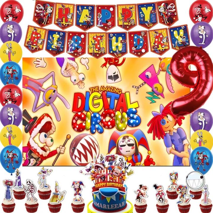 The Amazing Digital Circus Birthday Decoration Balloon Banner Backdrop ...