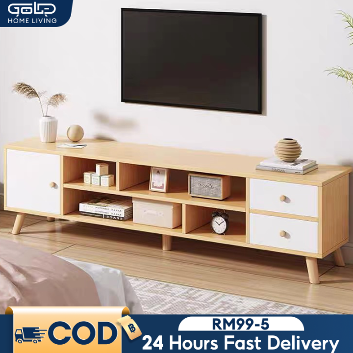 GOLD 5 ft Rak TV Cabinet Storage Living room Furniture Wooden TV ...