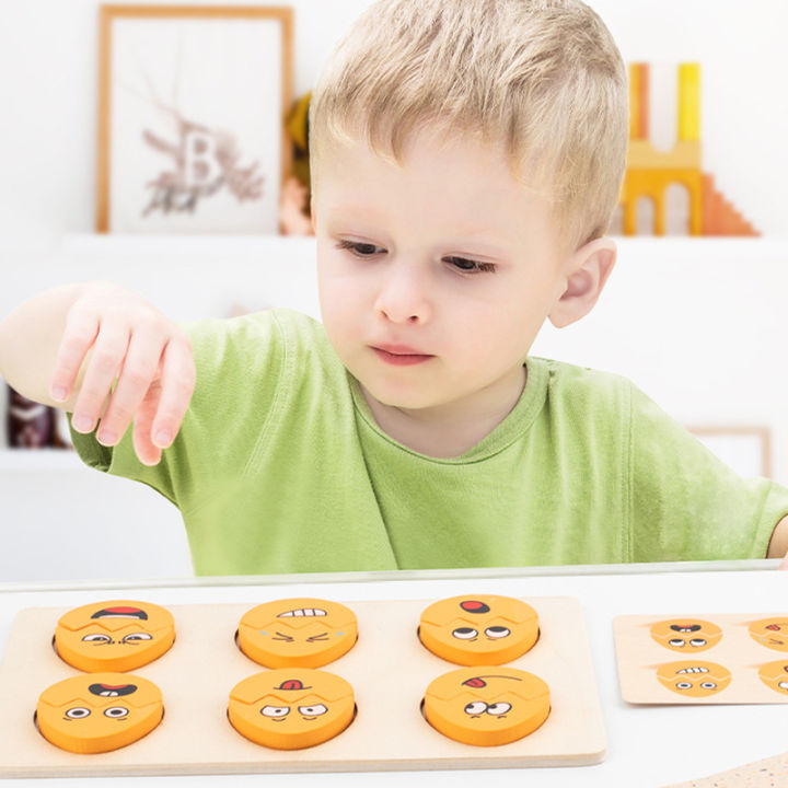 new Kids Emotion Puzzles Toys Expression Matching Board Game Sensory ...