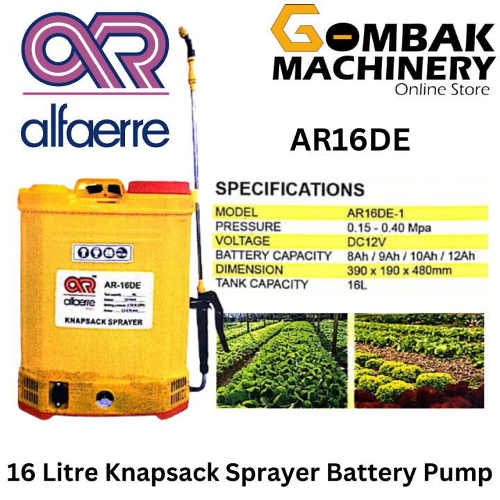 ALFAERRE AR16DE 16 Litre Knapsack Sprayer Battery Pump -3 Months ...