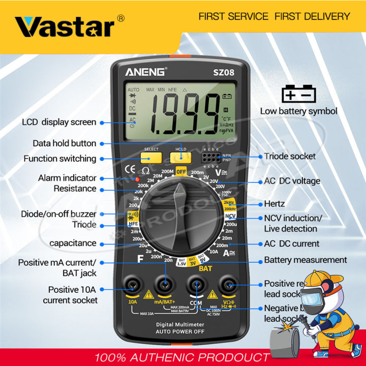 Vastar Ultra-thin Digital Multimeter SZ08 Storage Professional ...