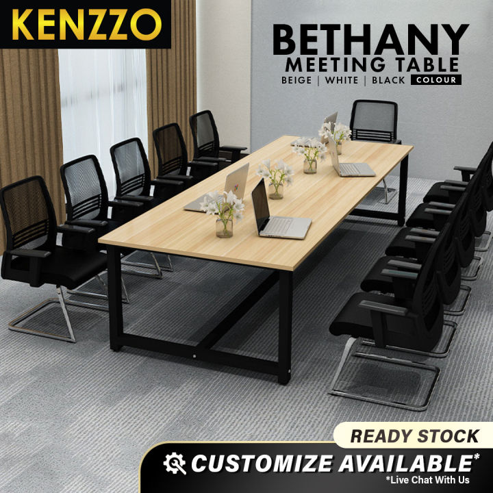 KENZZO 6-8 Person Black Frame Steel Large Simple Office Meeting Table ...