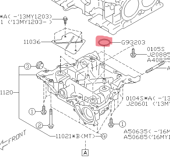 Genuine Subaru FA FB Upper Oil Pan O Ring 806932030 BRZ Exiga XV ...