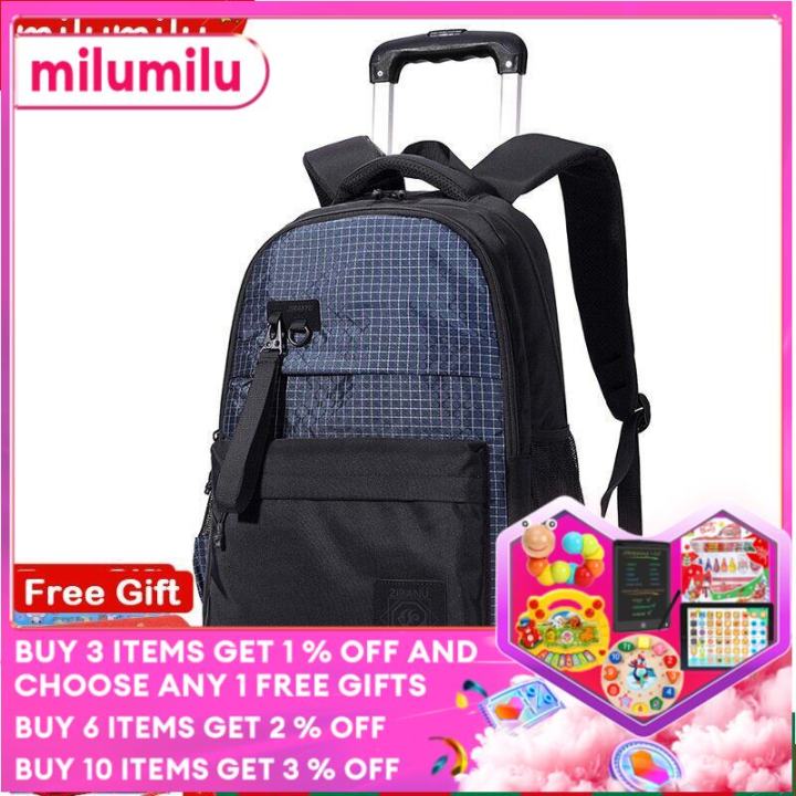 milu Natural Fish New Middle and High School Student Trolley Schoolbag ...