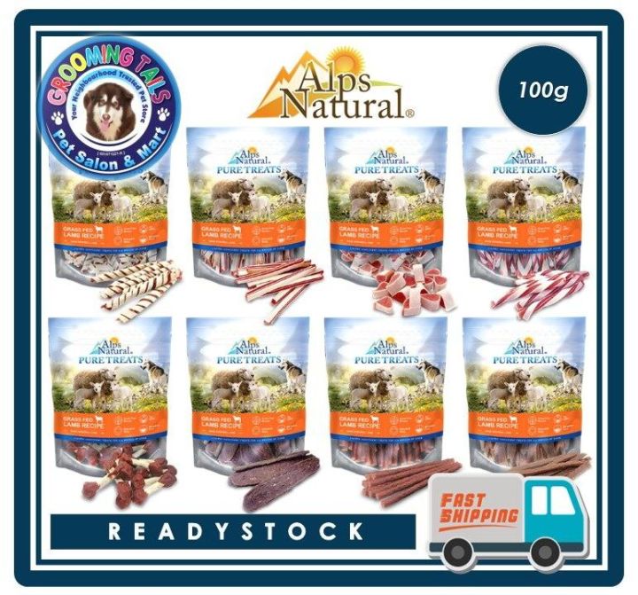 ALPS NATURAL Pure Treats Grass Fed Lamb Recipe 100G Assorted Flavors (MADE WITH REAL LAMB) Dog ...