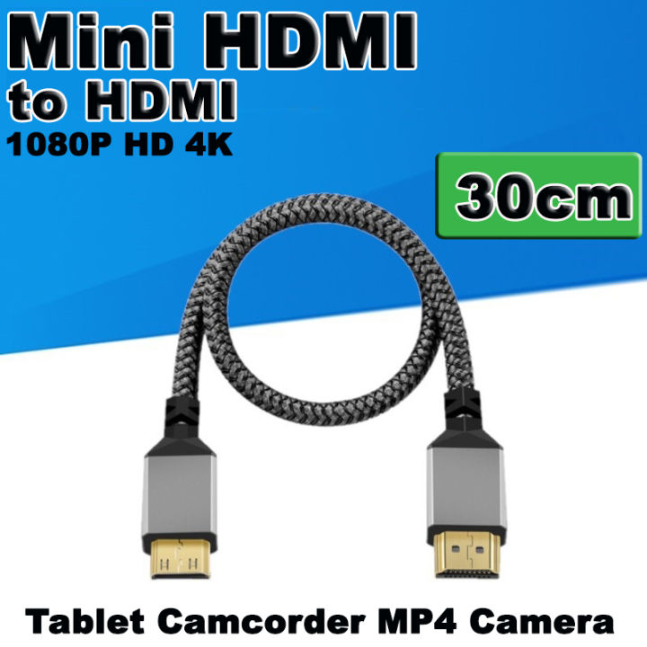 สาย Mini HDMI to HDMI ยาว 30cm Nylon Braid HD Compatible V2.0 for ...