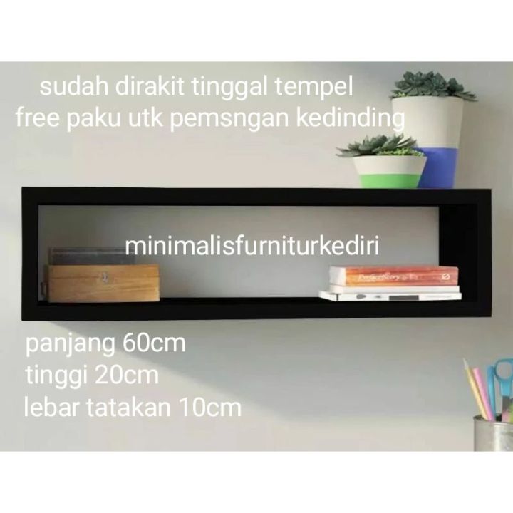 rak dinding ambalan persegi panjang 60x20x10 lebar dan luas | Lazada ...