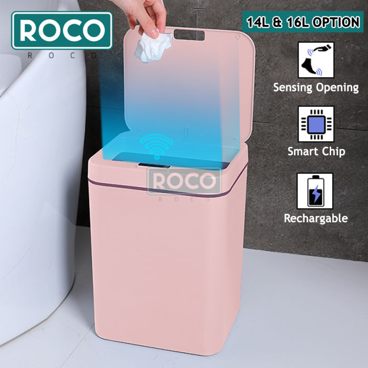 ROCO Waste Bin Sensor Bin Automatic Sensor Dustbin Tong Sampah Kitchen ...
