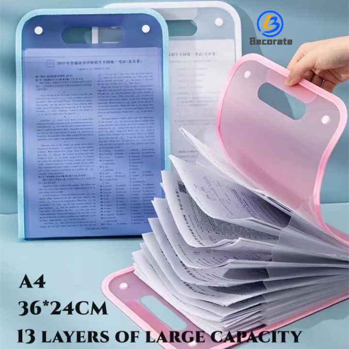 BECORATE 13 layer paper Envelope Package Portable Clear File Organizer ...
