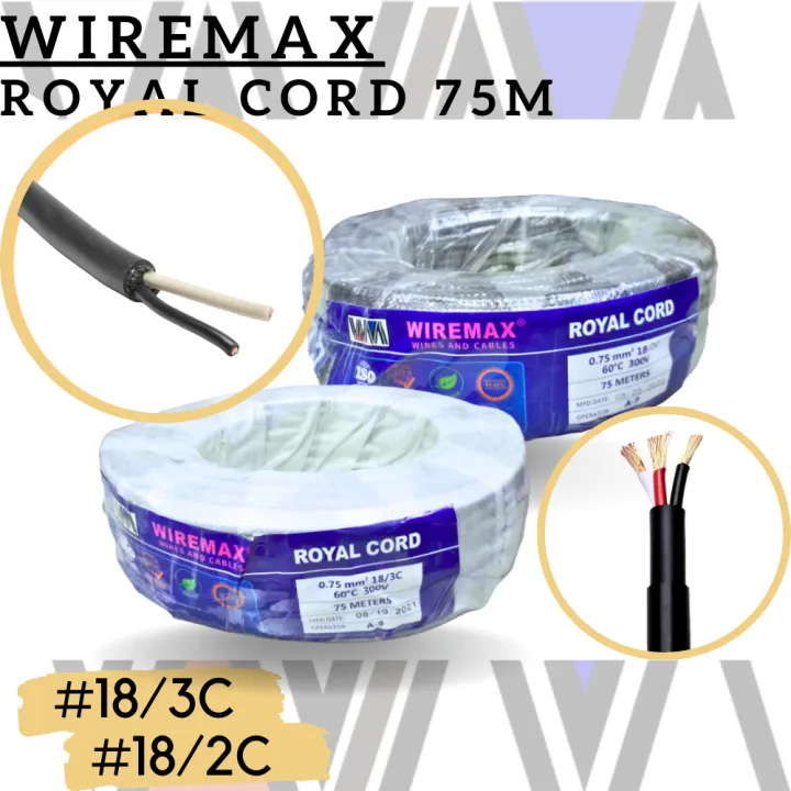 WIREMAX [COD] Royal Cord Size 18/2c and 18/3c 75 Meters Electrical ...