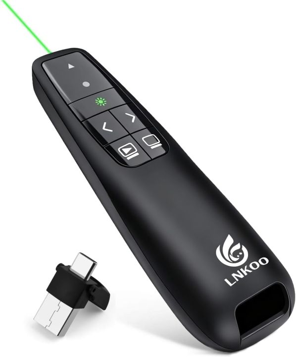 Presentation Remote, RF 2.4GHz Wireless Presenter Green Light ...