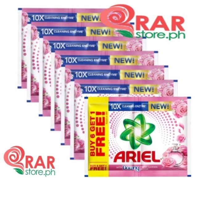 Ariel Laundry Detergent Powder with Downy Garden Fresh 6 pcs + 1 Free ...