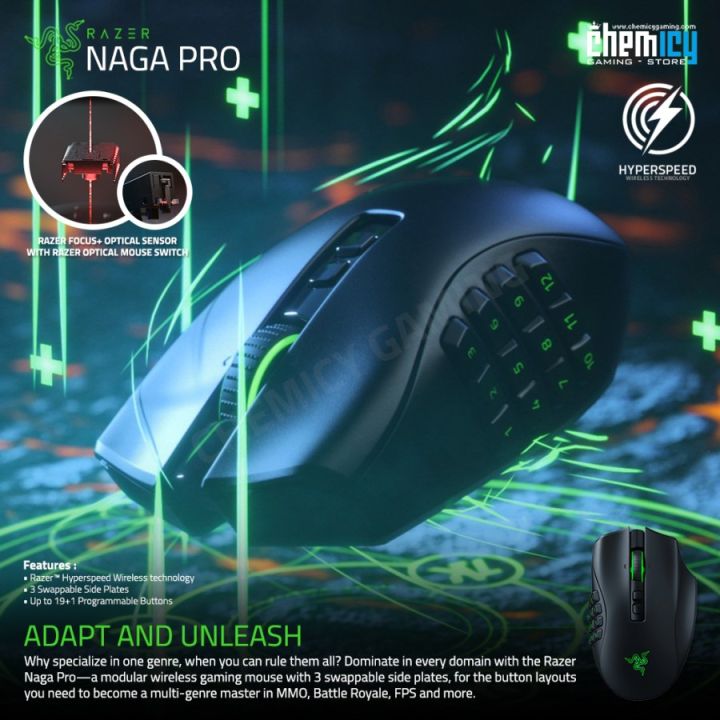 Razer Naga Pro Wireless MMO / MOBA / FPS Chroma RGB Gaming Mouse ...