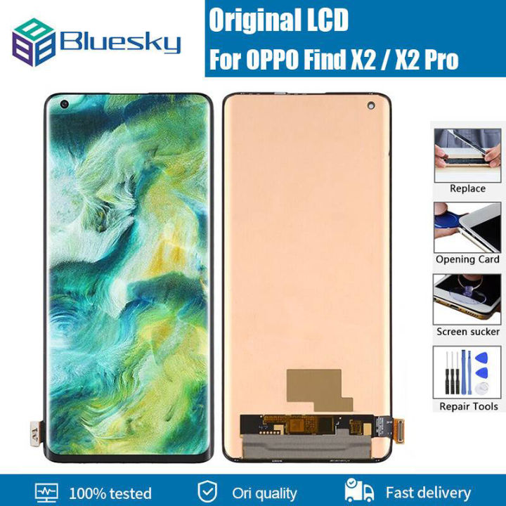 Bluesky 6.7" Original AMOLED Display For OPPO Find X2 Pro LCD Touch Screen Replacement CPH2025 ...