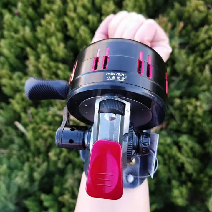 BL39โลหะปิด Spool สีดำสีแดงหนังสติ๊กตกปลา Reel ยิงปลากับสาย55M | Lazada ...