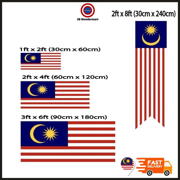 Bendera Malaysia Polyester Malaysian Flag 1X2 2X4 3X6 2X8 | Lazada