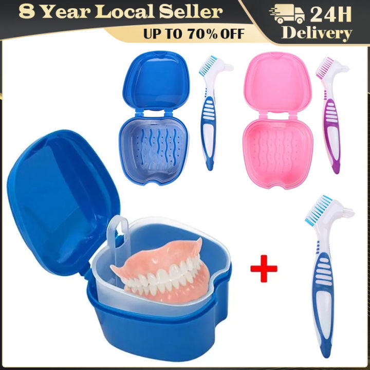 ️【Denture Case / Denture Brush】Denture Bath Box Organizer Dental False ...