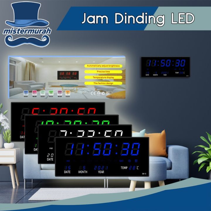 Jam Dinding Digital LED Besar / Jam Meja Digital Alarm Fitur Kalender / DIGITAL LED WALL CLOCK ...