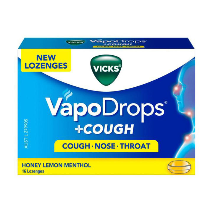 Vicks VapoDrops +COUGH Honey Lemon Menthol 16 lozenges | Lazada Singapore