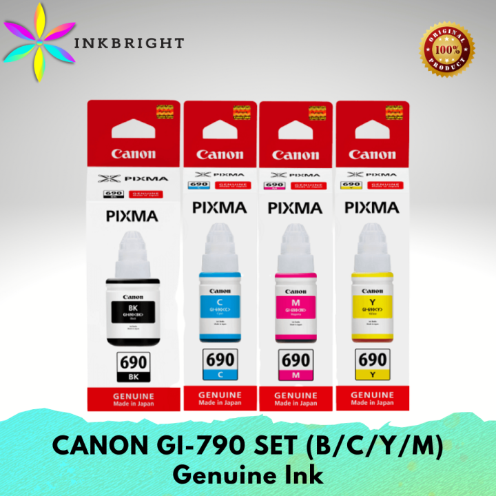 Original Canon GI 790 Ink Black Cyan Yellow Magenta SET - Gseries G1000 G1010 G2010 G2000 to ...