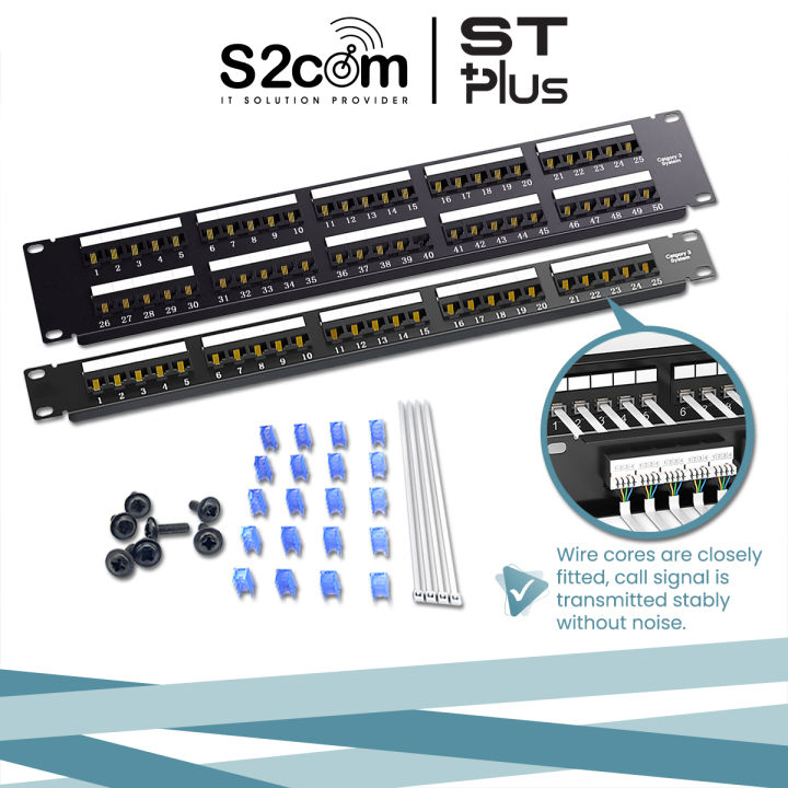 25 / 50 Ports Cat3 RJ11 Modular 1U / 2U 19 Inch Telephone Patch Panel ...