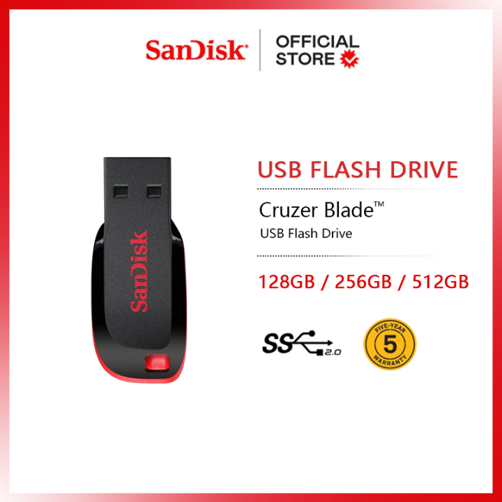 Sandisk Cruzer Blade 128GB 256GB 512GB USB 2.0 Flash Drive (SDCZ50-128G ...