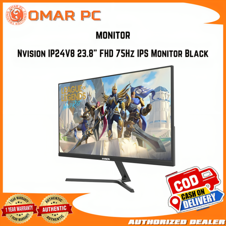 Nvision IP24V8 23.8" FHD 75Hz IPS Black Gaming Monitor | Lazada PH