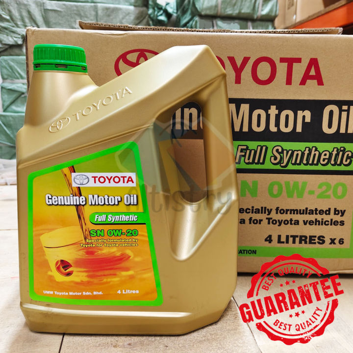 TOYOTA FULL SYNTHETIC SN 0W-20 GENUINE ENGINE OIL 4 LITRES FOR TOYOTA ...