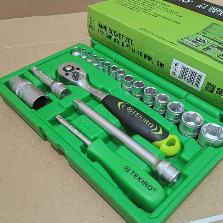 Kunci Sok Set Tekiro 21 Pcs / Socket Wrench 1/4" - 3/8" Tekiro 21Pcs | Lazada Indonesia