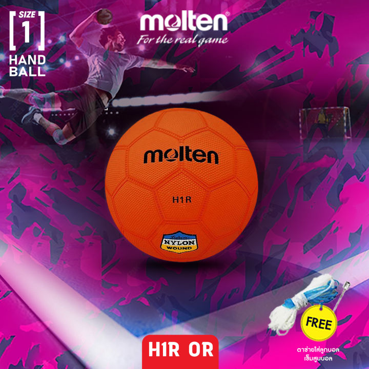 MOLTEN มอลเท่น ลูกแฮนด์บอลยางMOT Handball RB th H1R OR(400) แถมฟรี เข็ม ...