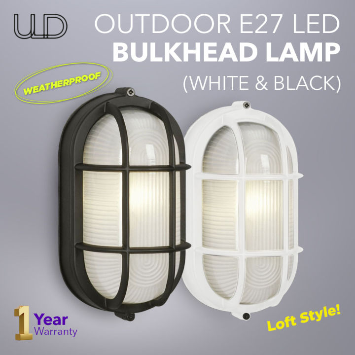 E27 LED BULKHEAD WALL LAMP | WEATHERPROOF OUTDOOR LOFT STYLE GARDEN ...